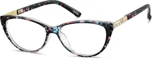 Zenni Cat-eye Full Rim Frame Glasses - Black Floral