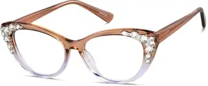 Zenni Cat-eye Full Rim Frame Glasses - Brown Topaz