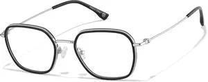 Zenni Geometric Full Rim Frame Eyeglasses - Black/silver