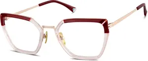 Zenni Geometric Full Rim Frame Eyeglasses - Red