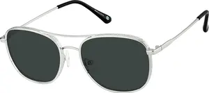 Zenni Aviator Full Rim Stainless Steel Sunglasses - Silver