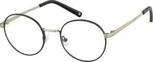 Zenni Retro Round Eyeglasses Flex Titanium Full Rim Frame - Black