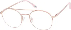 Zenni Round Titanium Half Rim Eyeglasses - Rose Gold