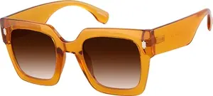 Zenni Full Rim Embellished Square Sunglasses Orange