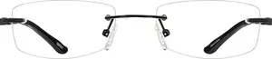 Zenni Rectangle Rimless Glasses With Snap-on Sunlens - Black