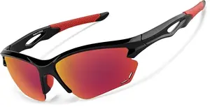 Zenni Sunglasses With Polarized Lenses - Black With Flame Red Mirror