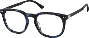 Zenni Square Eyeglasses Carbon Fiber Full Rim Frame - Blue