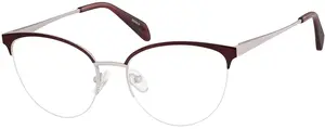 Zenni Cat-Eye Stainless Steel Half Rim Eyeglasses Brown