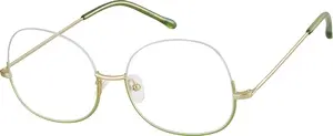 Zenni Cat-Eye Stainless Steel Half Rim Eyeglasses Green