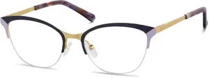 Zenni Cat-Eye Stainless Steel Half Rim Eyeglasses Midnight