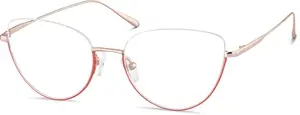 Zenni Cat-Eye Stainless Steel Half Rim Eyeglasses Red