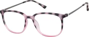 Zenni Square Eyeglasses Universal Bridge Fit Full Rim Frame - Flamingo