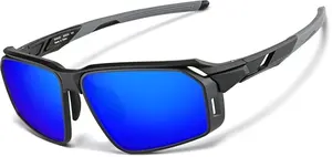 Zenni Aviator Sunglasses With Plastic Full Rim Frame Black With Blue Mirror