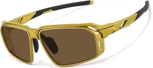 Zenni Aviator Sunglasses With Plastic Full Rim Frame Gold With Brown Lens