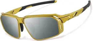 Zenni Aviator Sunglasses With Plastic Full Rim Frame Gold With Silver Mirror