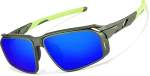 Zenni Aviator Sunglasses With Plastic Full Rim Frame Green With Blue Mirror