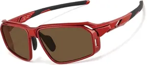 Zenni Aviator Sunglasses With Plastic Full Rim Frame Red With Brown Lens