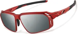 Zenni Aviator Sunglasses With Plastic Full Rim Frame Red With Silver Mirror