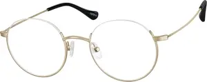Zenni Minimalist Round Half Rim Eyeglasses Metal Frame - Gold