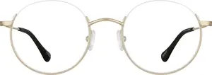 Zenni Minimalist Round Half Rim Eyeglasses Metal Frame - Gold