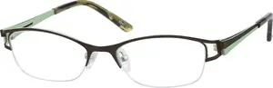 Zenni Rectangle Prescription Glasses Half-rim Tortoiseshell Stainless Steel Frame