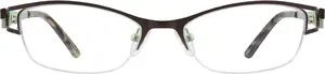 Zenni Rectangle Prescription Glasses Half-rim Tortoiseshell Stainless Steel Frame