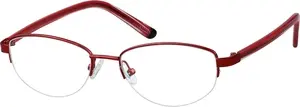 Zenni Oval Half-Rim Eyeglasses Red