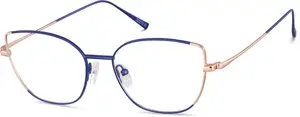 Zenni Cat-eye Eyeglasses With Stainless Steel Frame - Blue/rose Gold