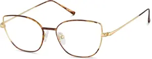 Zenni Cat-eye Eyeglasses With Stainless Steel Frame - Tortoiseshell/gold