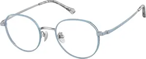 Zenni Round Eyeglasses Titanium Full Rim Frame - Blue