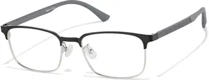Zenni Browline Full Rim Eyeglasses - Black And Silver