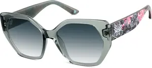 Zenni Geometric Sunglasses With Floral Detail - Gray