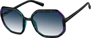 Zenni Geometric Sunglasses With Floral Detail Purple