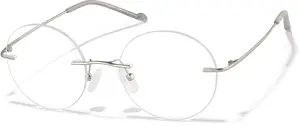 Zenni Round Half Rim Stainless Steel Frame - Silver