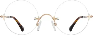 Zenni Round Rimless Titanium Frame Eyeglasses - Gold