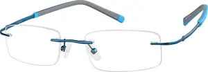 Zenni Geometric Rimless Titanium Frame Blue