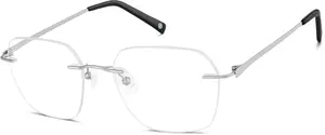 Zenni Geometric Rimless Titanium Frame Silver
