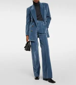 FRAME The Slim Stacked Velvet Trousers