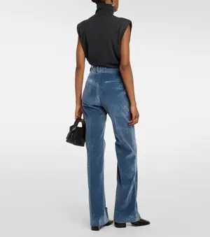 FRAME The Slim Stacked Velvet Trousers