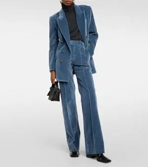 FRAME The Slim Stacked Velvet Trousers
