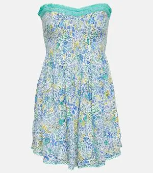 Poupette St Barth Claire Floral Bandeau Minidress - Blue