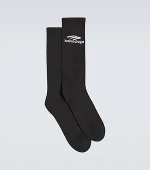 Balenciaga 3b Sports Icon Ribbed-knit Ski Socks - Black
