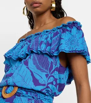 Poupette St Barth Bella Printed Off-shoulder Minidress