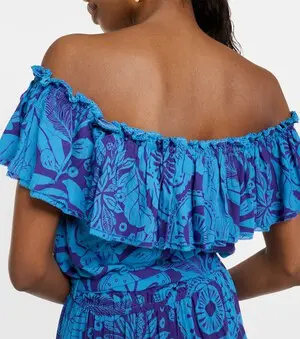 Poupette St Barth Bella Printed Off-shoulder Minidress