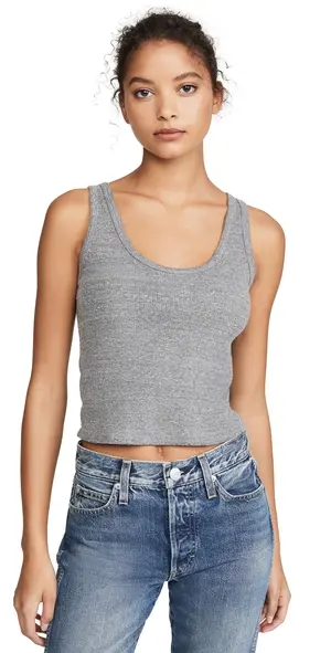AMO Crop Rib Tank - Heather Grey