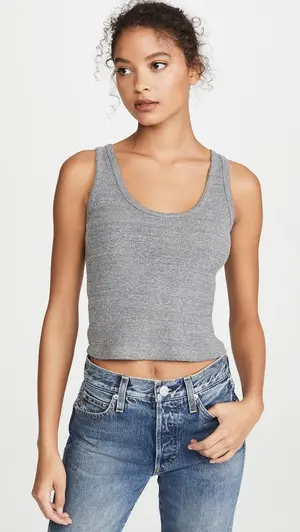 AMO Crop Rib Tank - Heather Grey