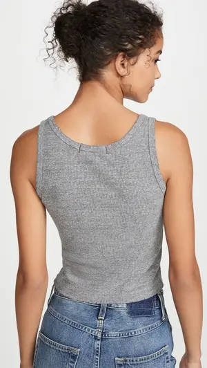 AMO Crop Rib Tank - Heather Grey