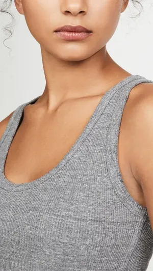 AMO Crop Rib Tank - Heather Grey