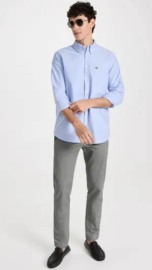 Lacoste Regular Fit Oxford Cotton Shirt - Blue