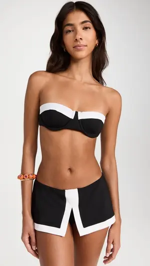 Staud Jo Balconette Bikini Top - Black/white